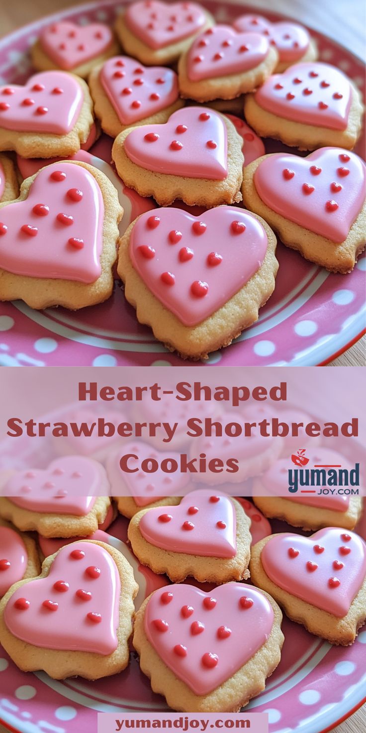 Home » Recipes » Desserts » Heart-Shaped Strawberry Shortbread Cookies